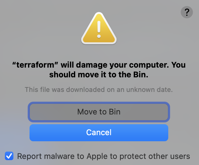“terraform” will damage your computer. You should move it to Bin. – ahlgrimm.dev